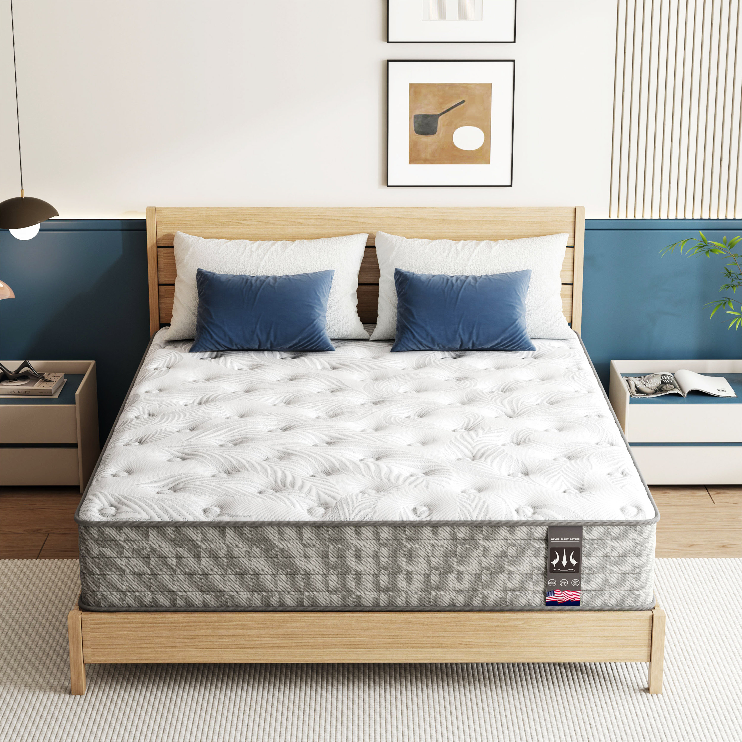 Alwyn Home Cool 12" Hybrid Mattress Medium Firm Gel Memory Foam Mattress-10-Year Warranty- 100 ...